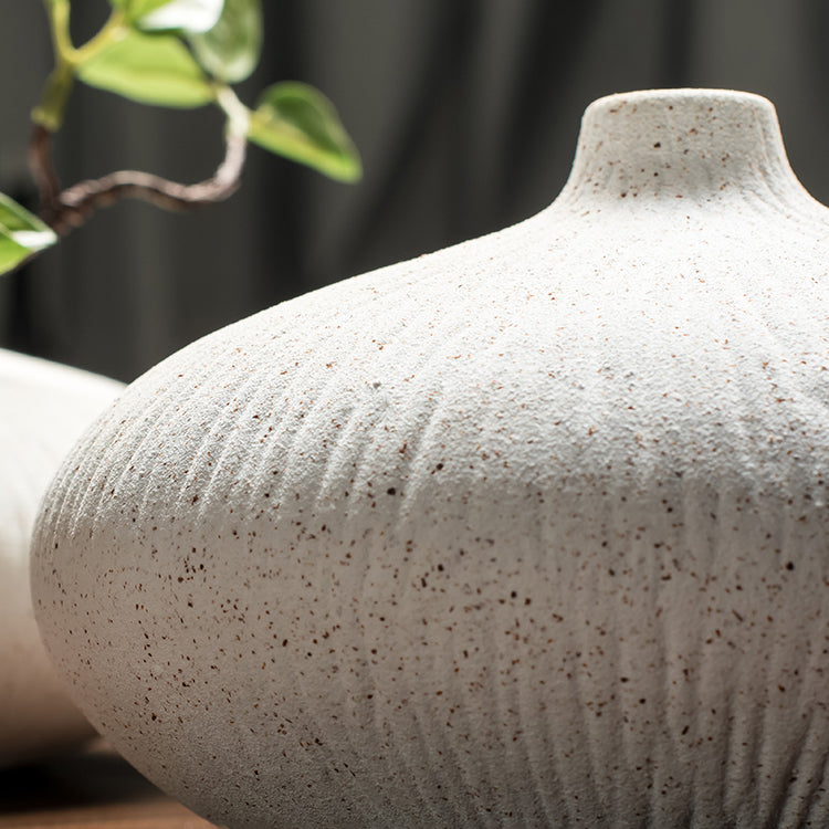 Faux Multi-Branched Ficus Branch In White Glazed Ceramic Vase - 21.6 ...